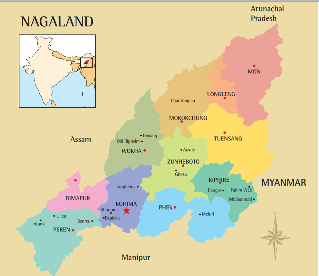 Nagaland Map Nagaland Map Black And White Stock Photos & Images