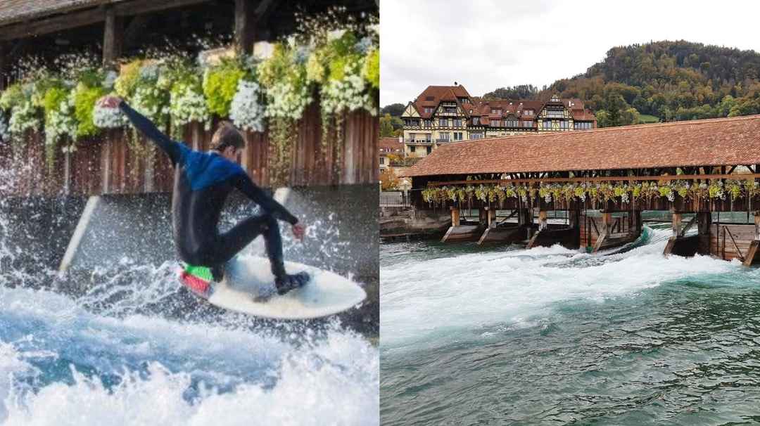 River Surfing in the middle of this town Thun - Tripoto